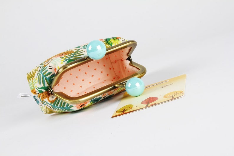 Metal frame coin purse with color bobbles Jungle natural | Etsy