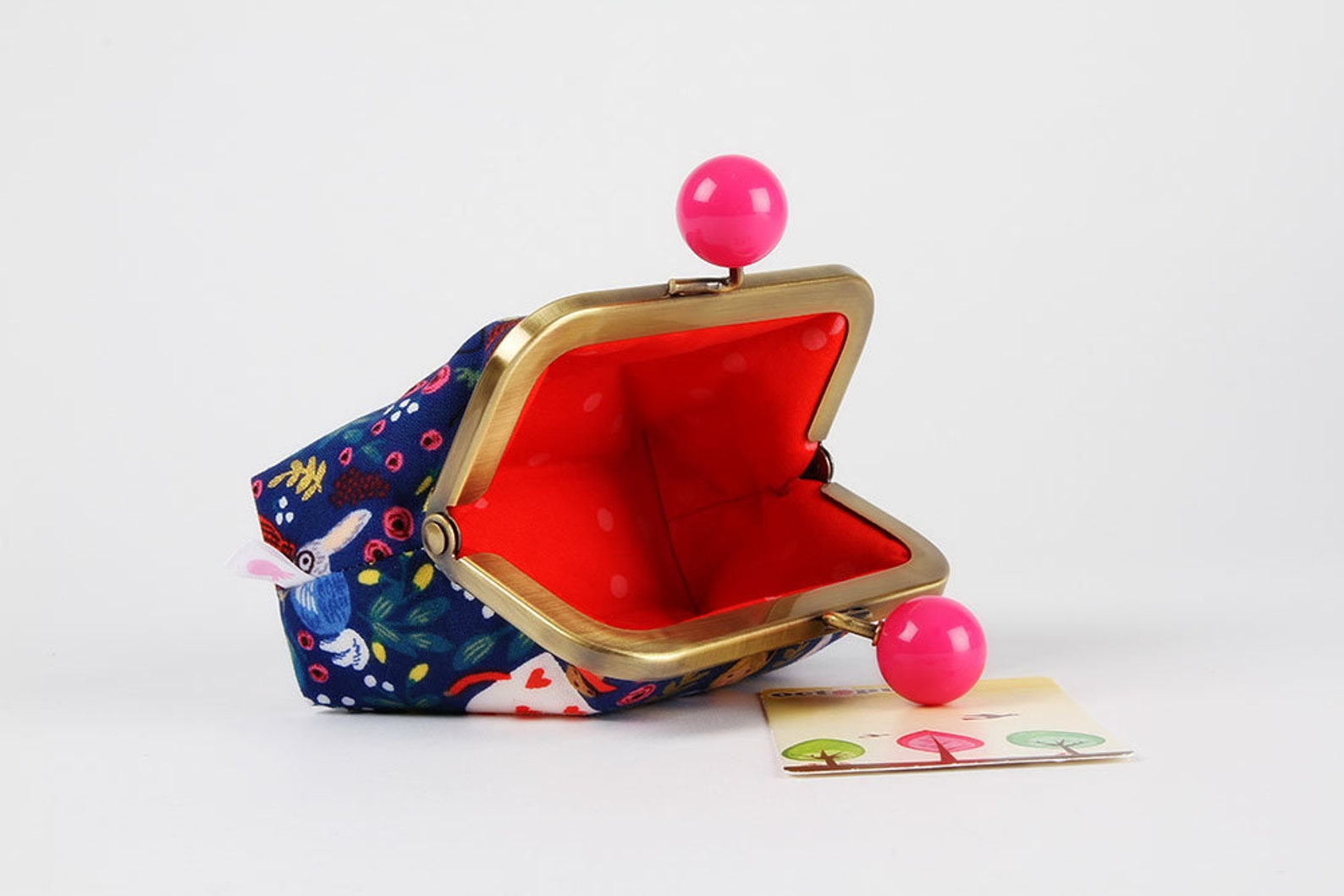 Metal Frame Coin Purse With Color Bobble Wonderland in Navy - Etsy