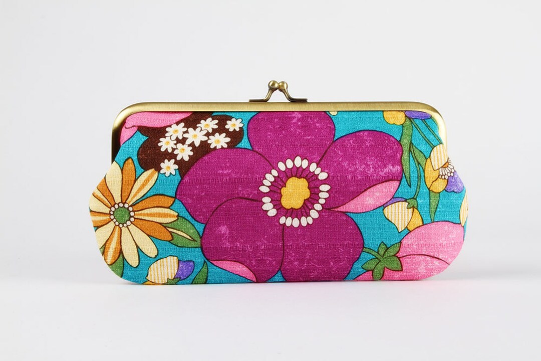 Eyeglass Frame Purse - Sopo Retro Flowers Purple - Long Purse ...