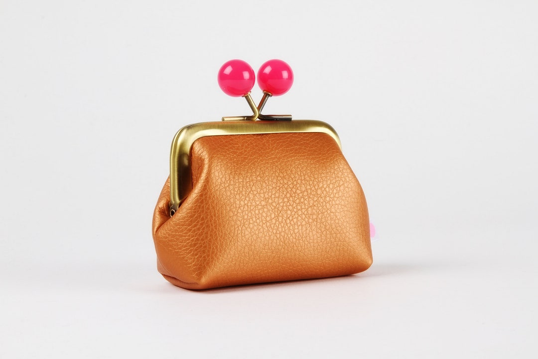Metal Frame Coin Purse With Color Bobbles - Pearly Copper - Color Mum ...