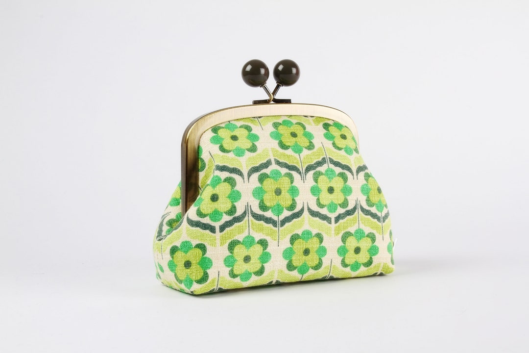 Metal Frame Clutch Bag - Sopo Retro Little Flowers Green - Color Bobble ...