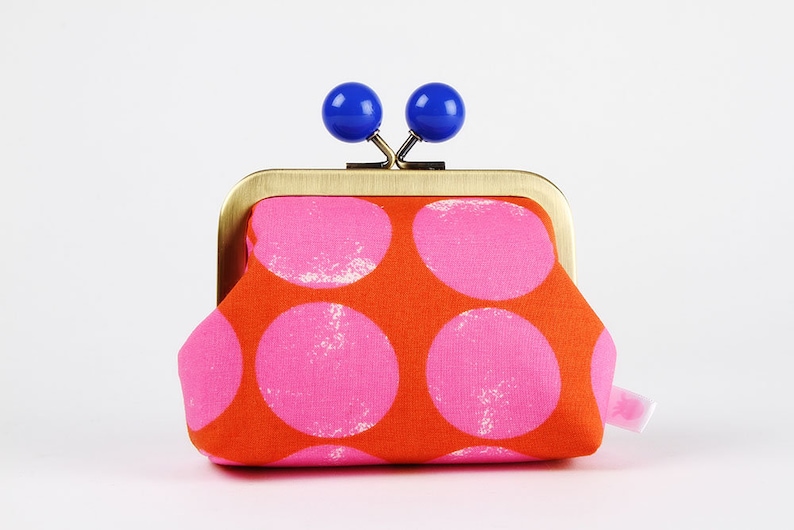 Metal Frame Coin Purse With Color Bobble Moon Dot in Cayenne - Etsy