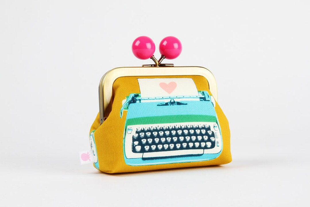 Metal Frame Coin Purse With Color Bobble - Typewriters in Cactus and ...