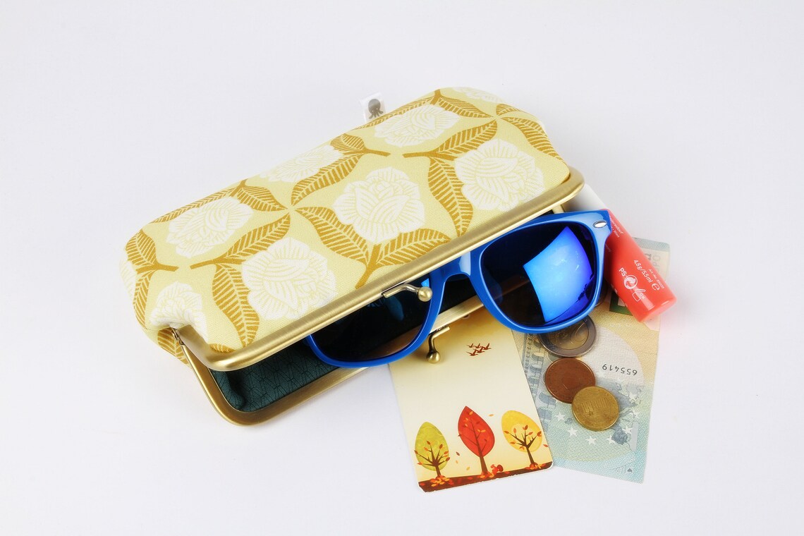 Eyeglass Frame Purse - Sweet Rose in Yellow - Long Purse / Eyeglass ...