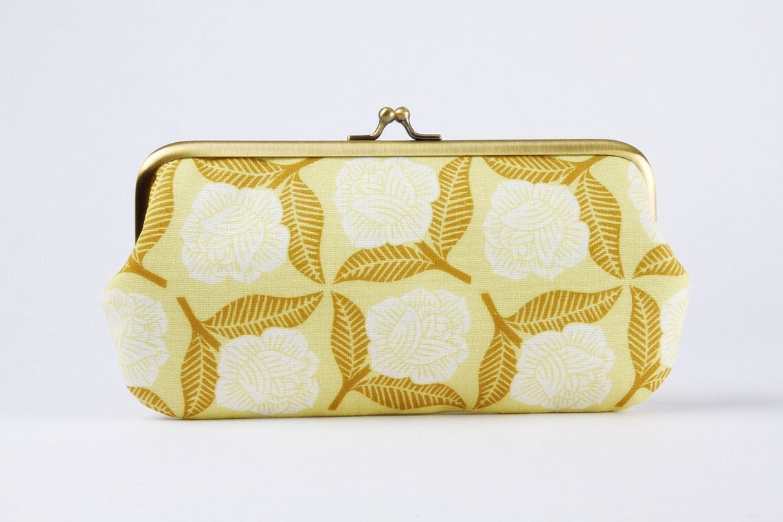Eyeglass Frame Purse - Sweet Rose in Yellow - Long Purse / Eyeglass ...