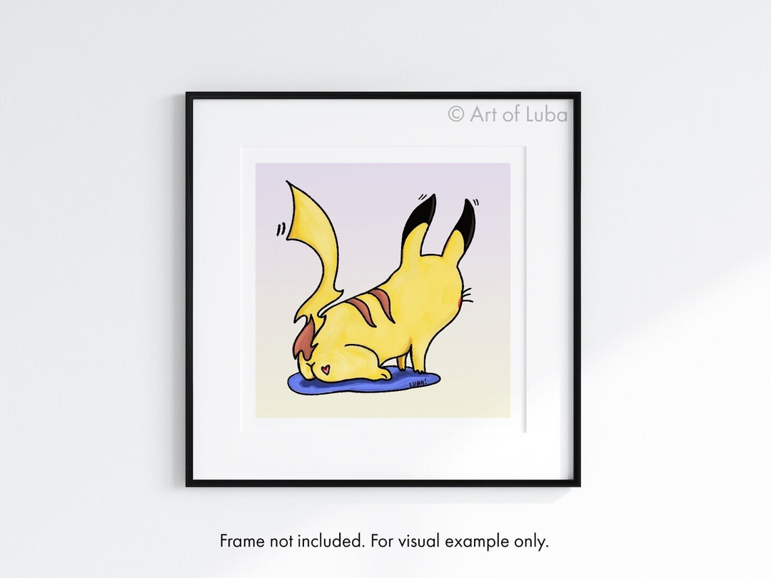 Cheekachu, Small 5"x5" Print of a Cheeky Pikachu, Cute Nintendo Art ...