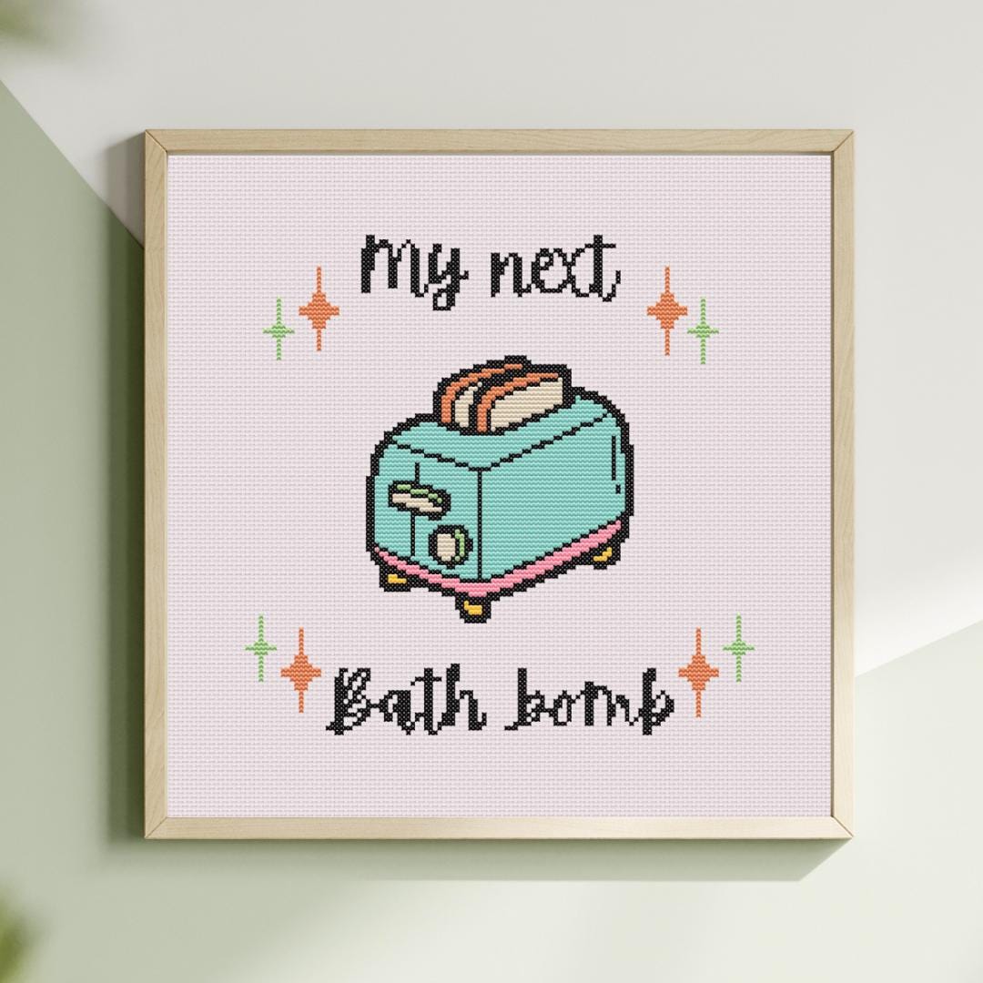 My Next Bath Bomb Toaster Cross Stitch I Funny Cross Stitch I Cross ...