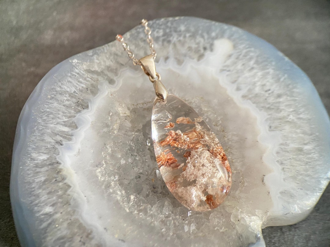 Raindrop Shaped Natural Garden Quartz Pendant With Sterling Silver ...