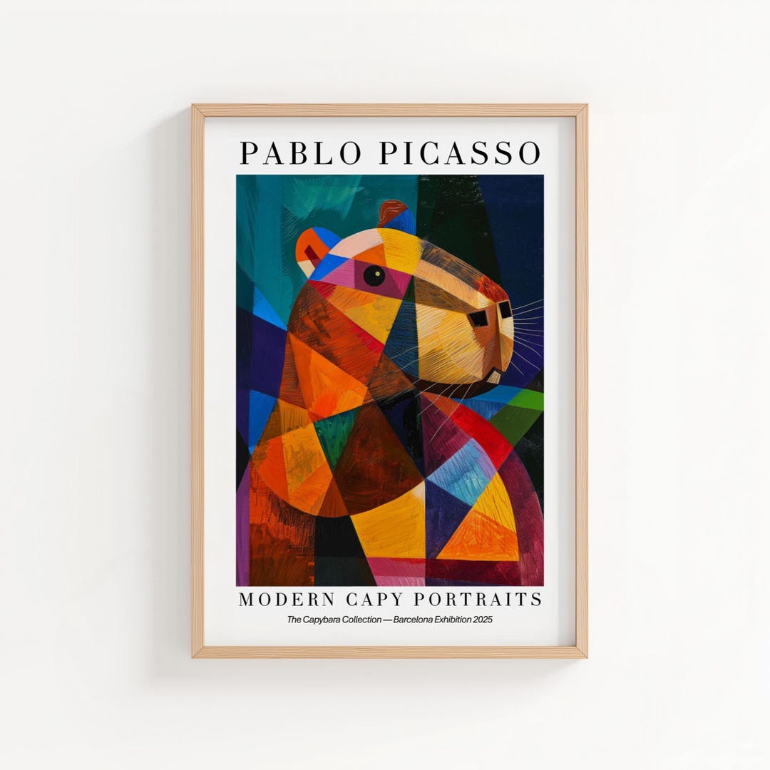 Modern Capy Portraits Posters, Abstract Cubist Art Prints, Geometric ...