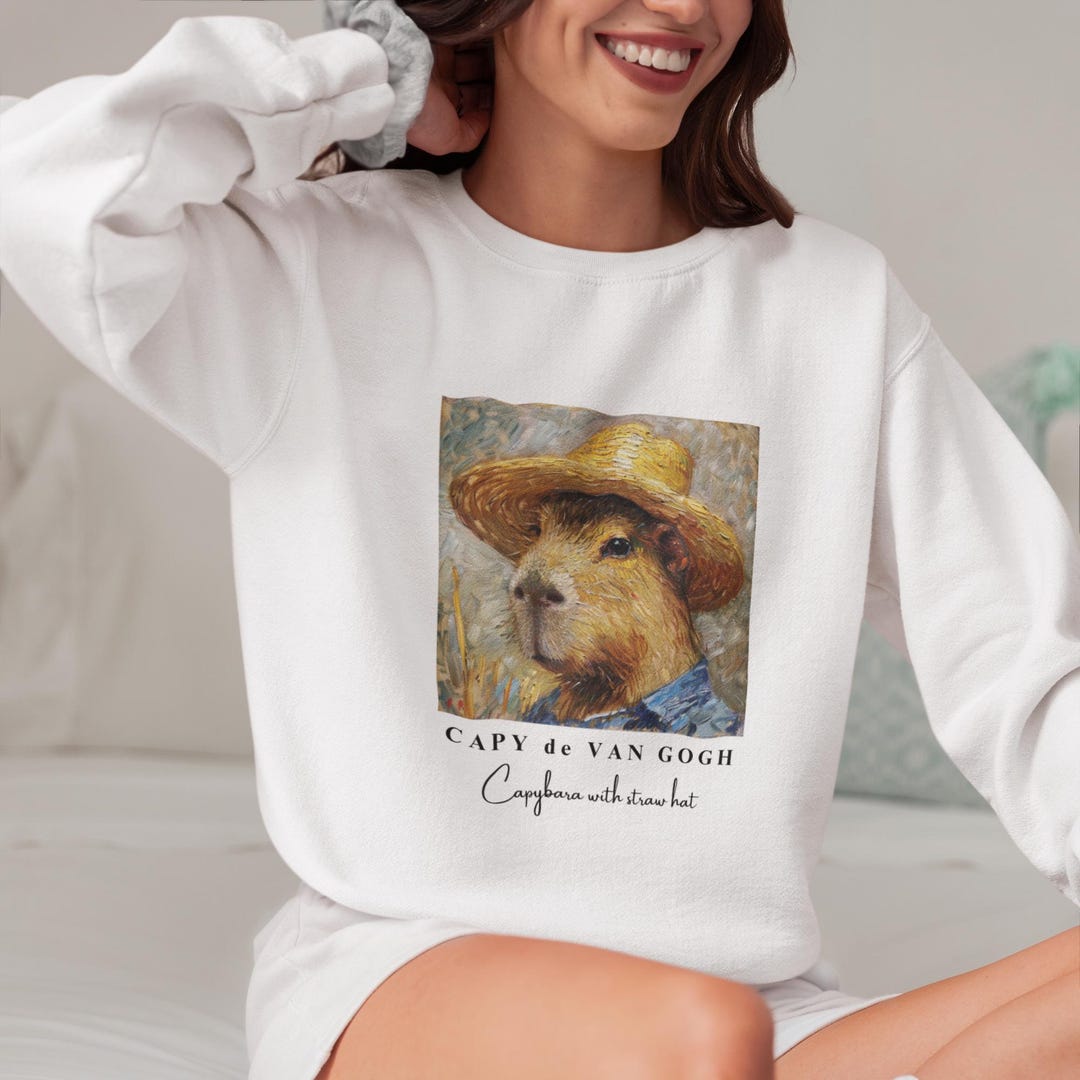 CAPY De VAN GOGH- Capybara Sweatshirt, Self-portrait With Straw Hat ...