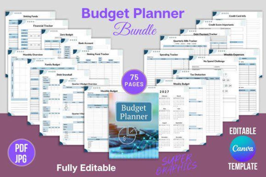Editable Budget Planner Templates: Financial Tracker Canva (PDF ...