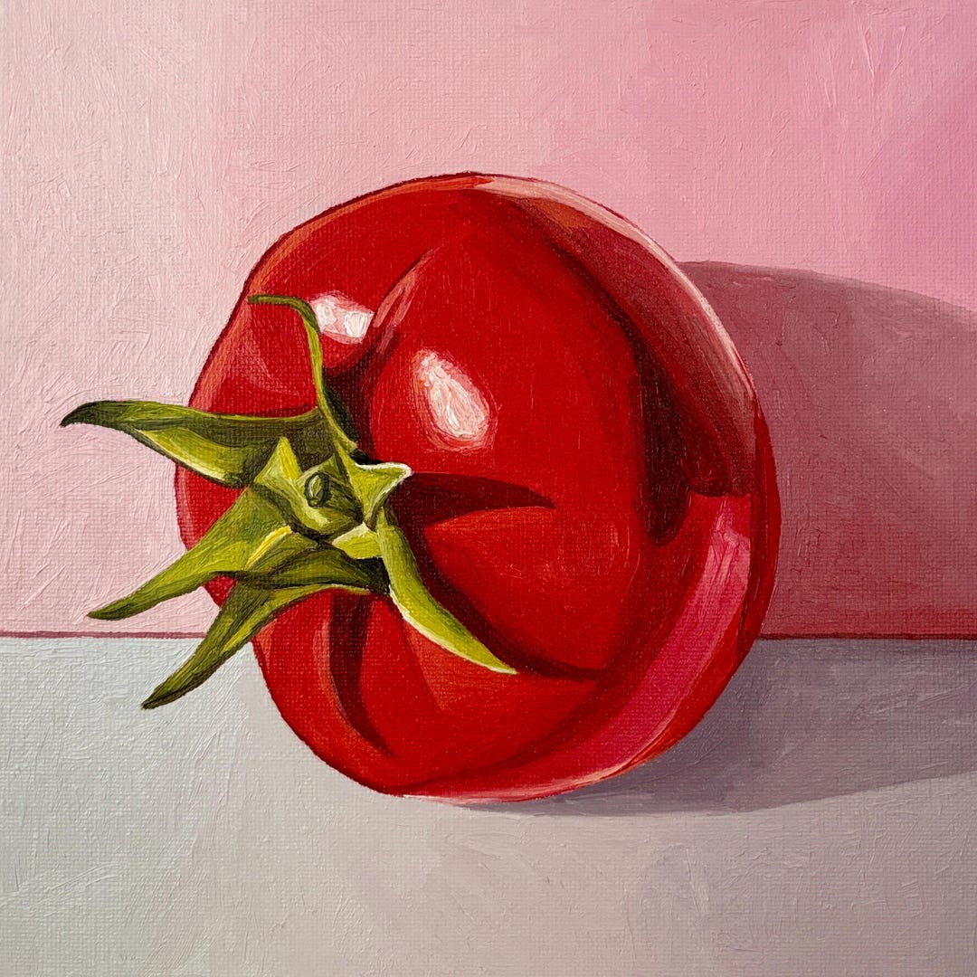 Tomato Original Oil Painting, Realistic Tomato Painting, Original Still ...