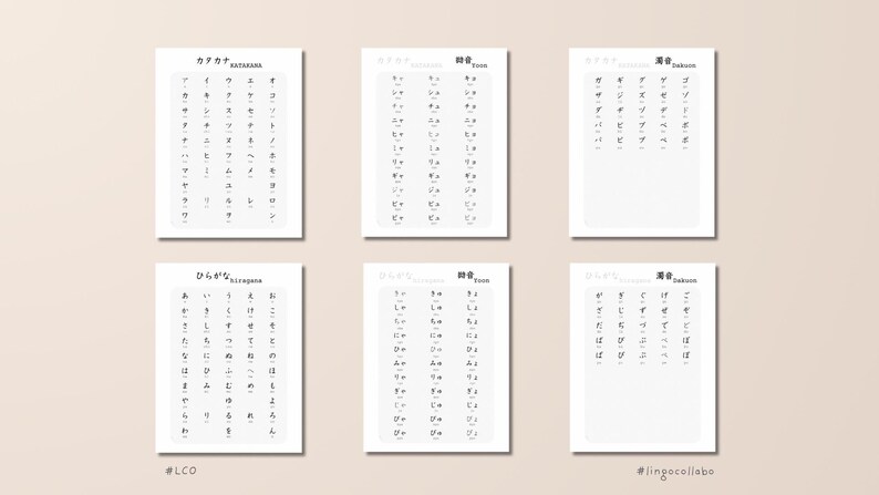 Japanese Alphabets - Hiragana & Katakana Complete Set in PDF Format - Etsy