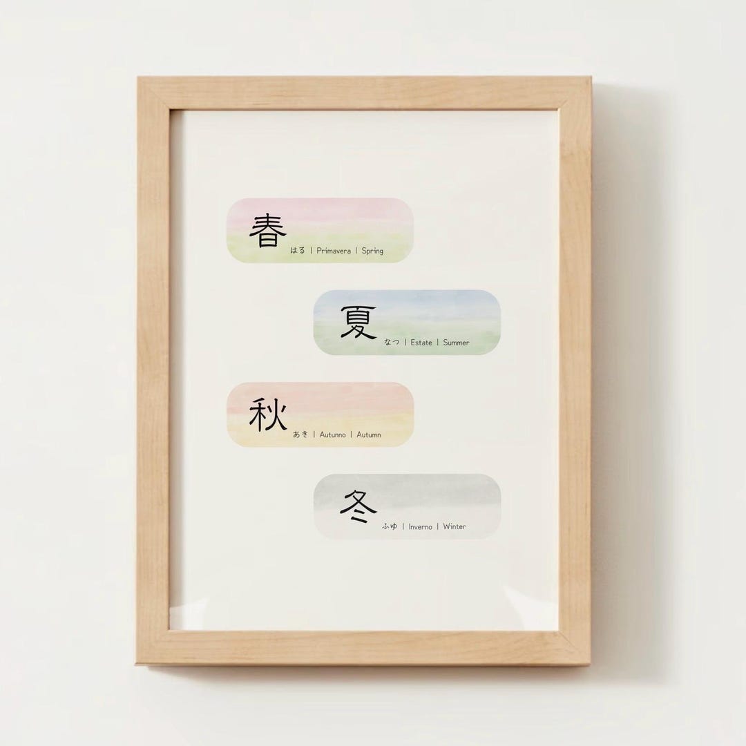 Four Seasons in Japanese, Italian, and English Minimalistic Digital ...