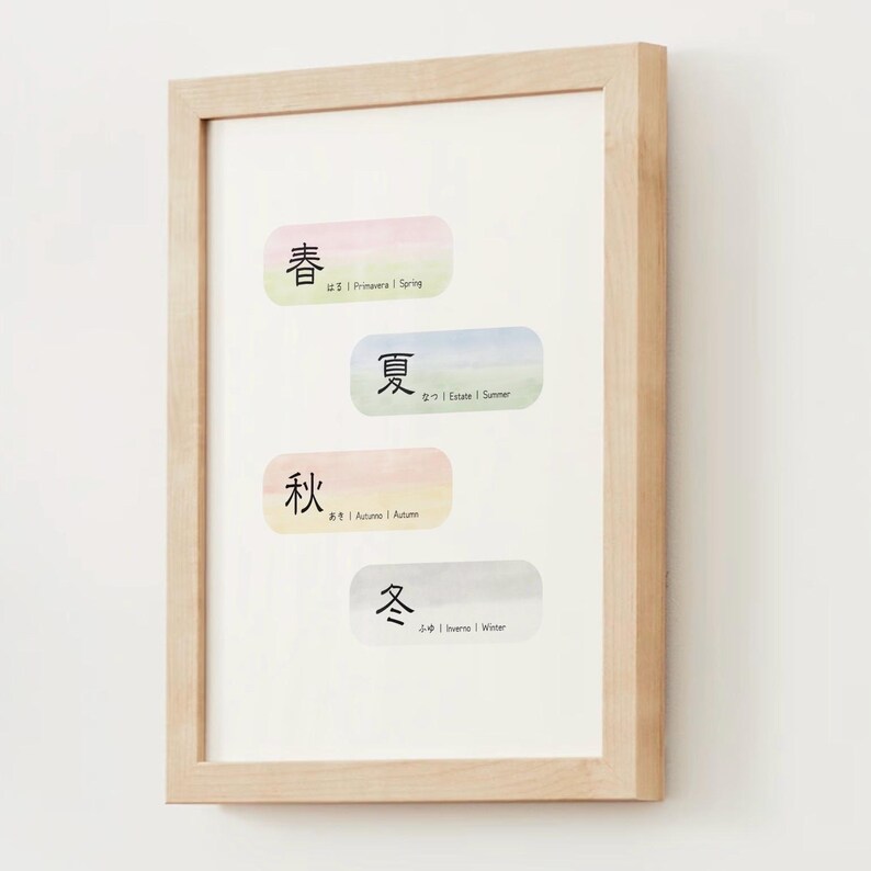 Four Seasons in Japanese, Italian, and English Minimalistic Digital ...