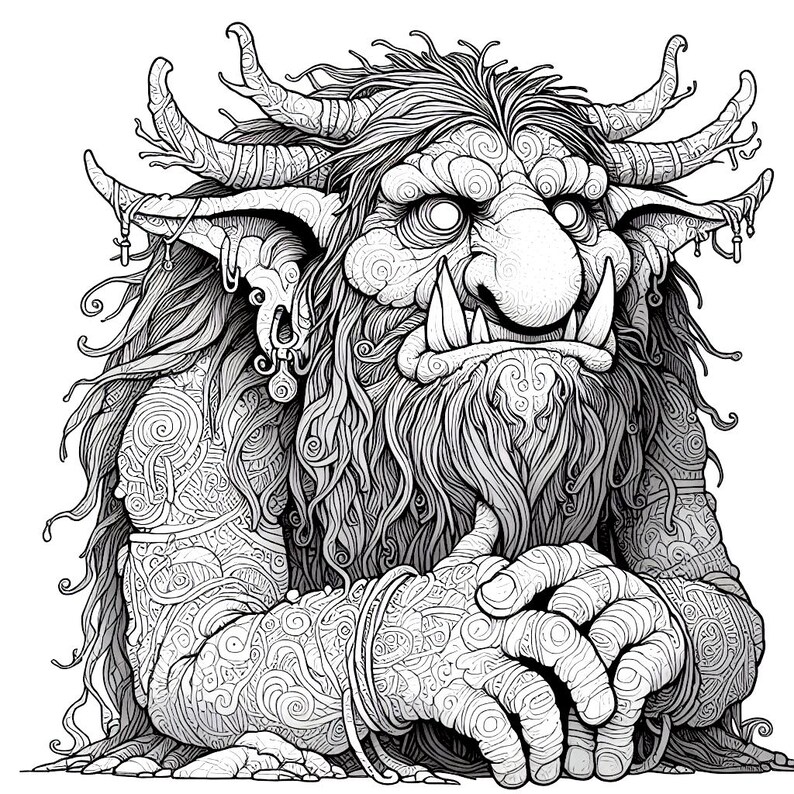 Mythical Monsters, Trolls, Giants 10+ Page Fantasy Coloring Book ...