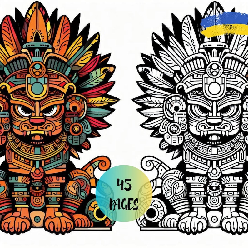 Maya and Aztec Art Coloring Pages: Ancient Symbols (PDF) - Etsy