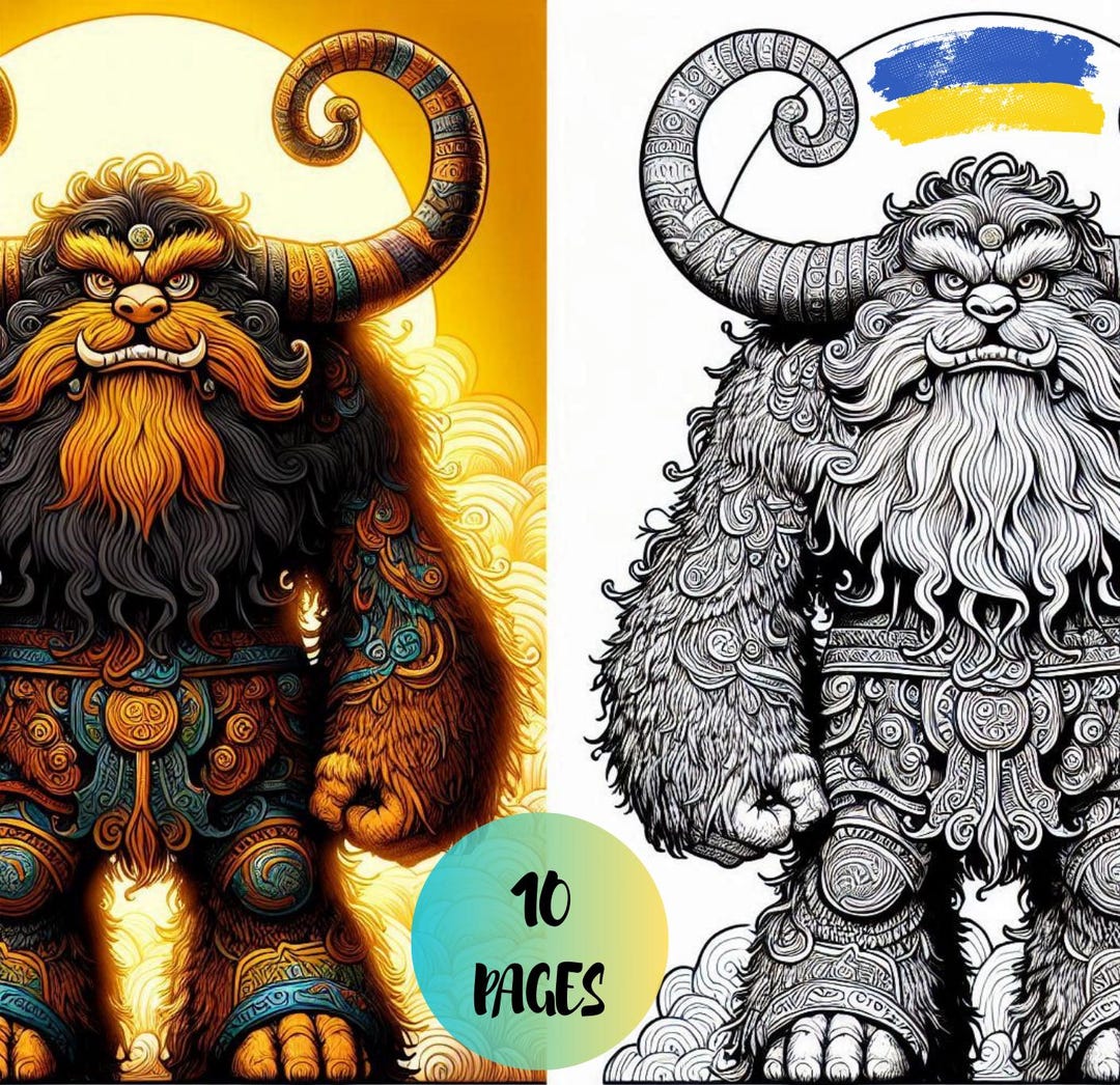 Mythical Monsters, Trolls, Giants 10+ Page Fantasy Coloring Book ...