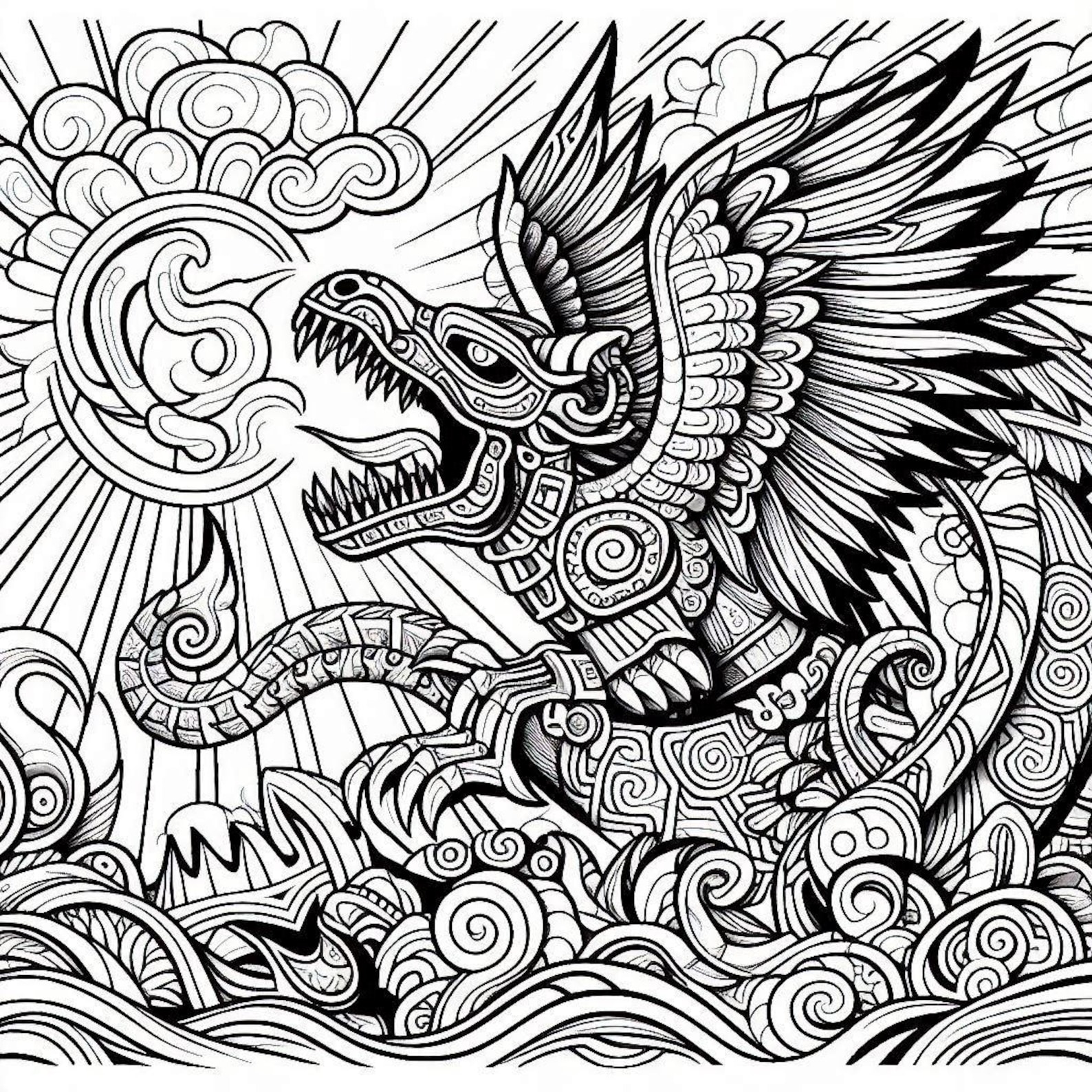 Maya and Aztecs - 45 Coloring Page With Ancient Symbols and Art ...