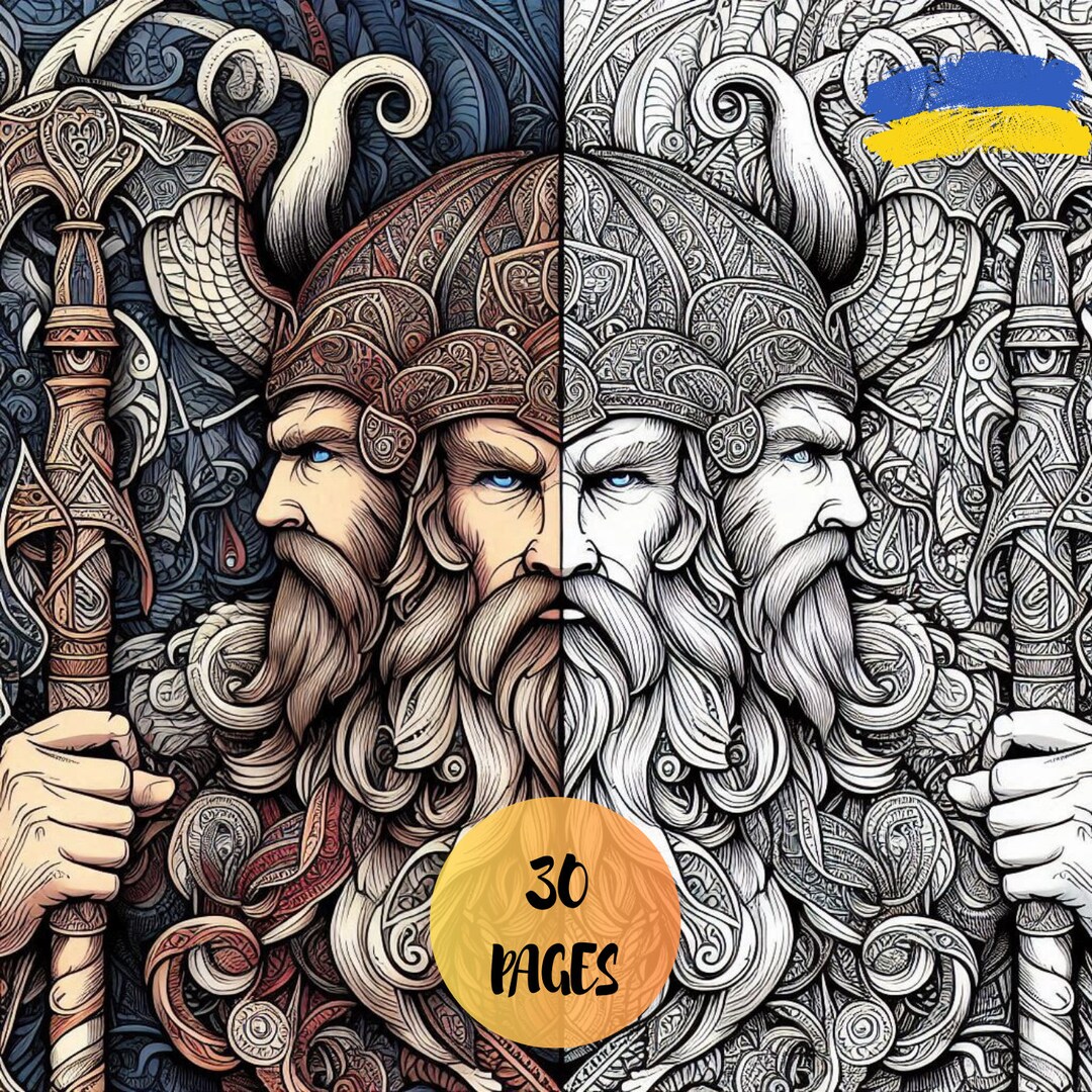 Norse Gods Coloring Book: Viking Myths, Art Therapy (digital Download ...