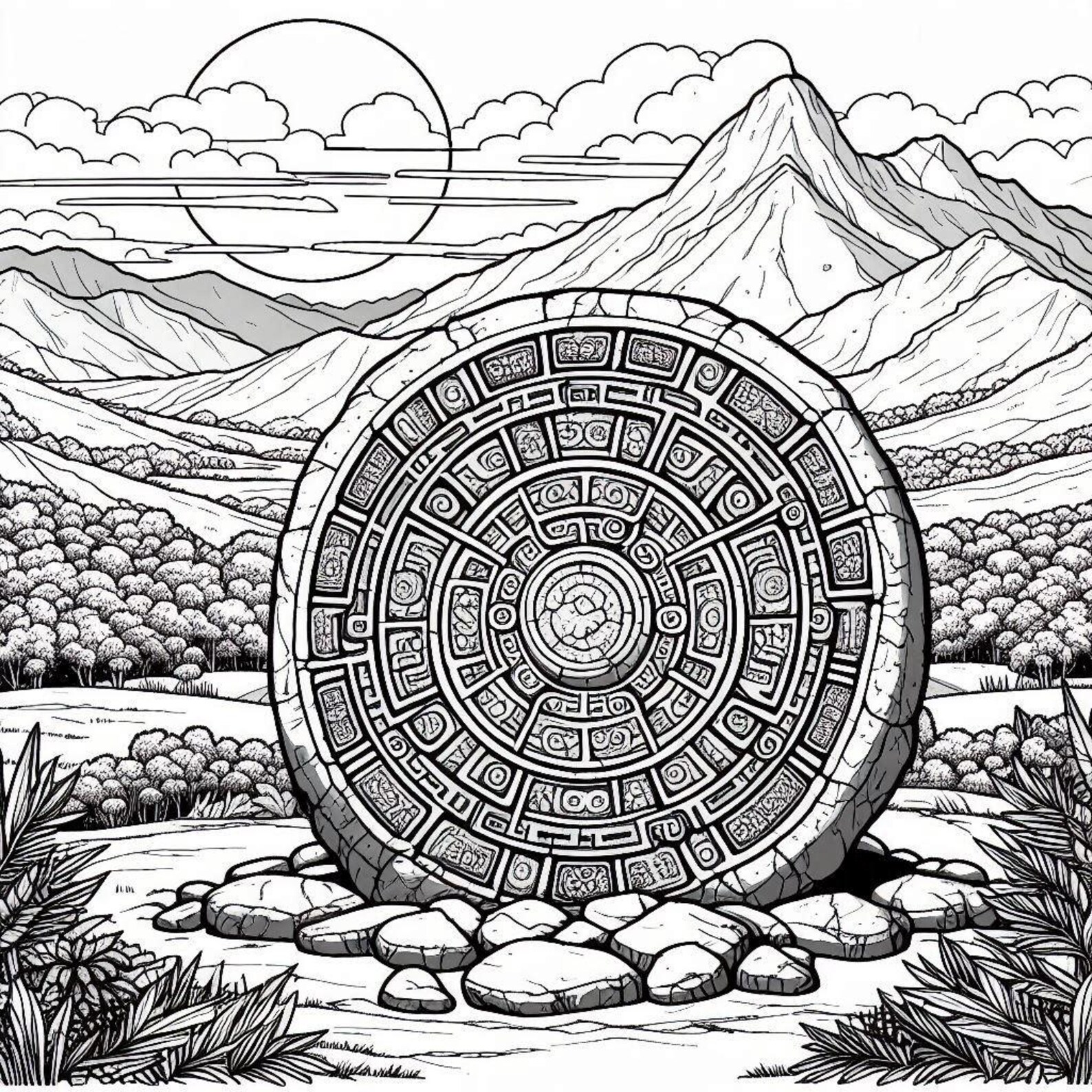 Maya and Aztecs - 45 Coloring Page With Ancient Symbols and Art ...