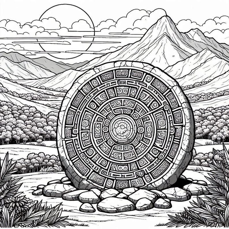 Maya and Aztecs - 45 Coloring Page With Ancient Symbols and Art ...