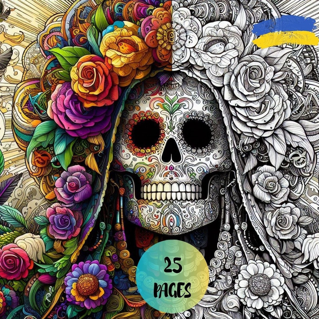 Santa Muerte 25 Page Fantasy Coloring Book for Kids and Adults Instant ...