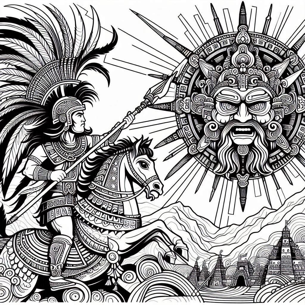 Maya and Aztecs - 45 Coloring Page With Ancient Symbols and Art ...