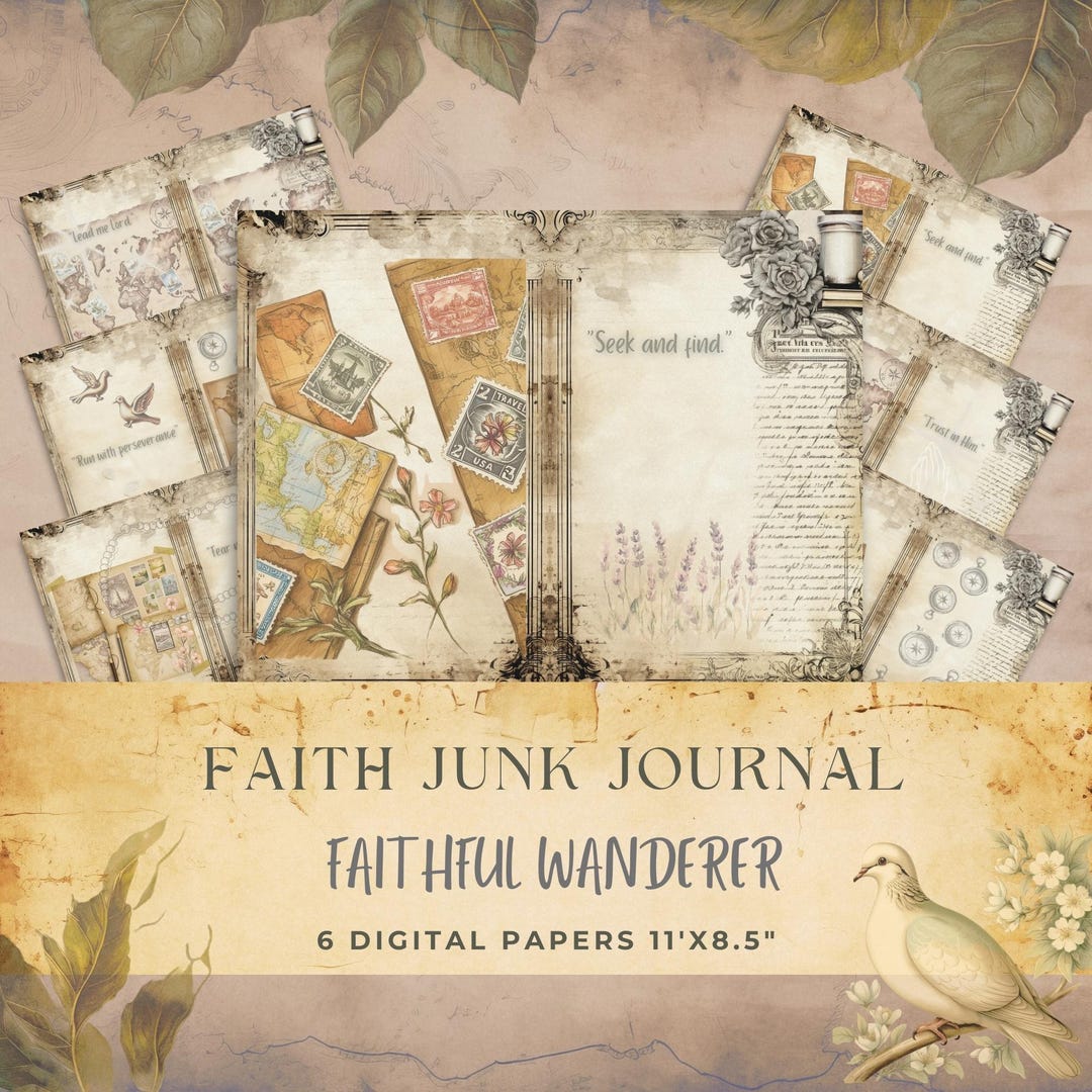 Faith Junk Journal Printable Kit, Faithful Wanderer 11"x8.5" Digital ...