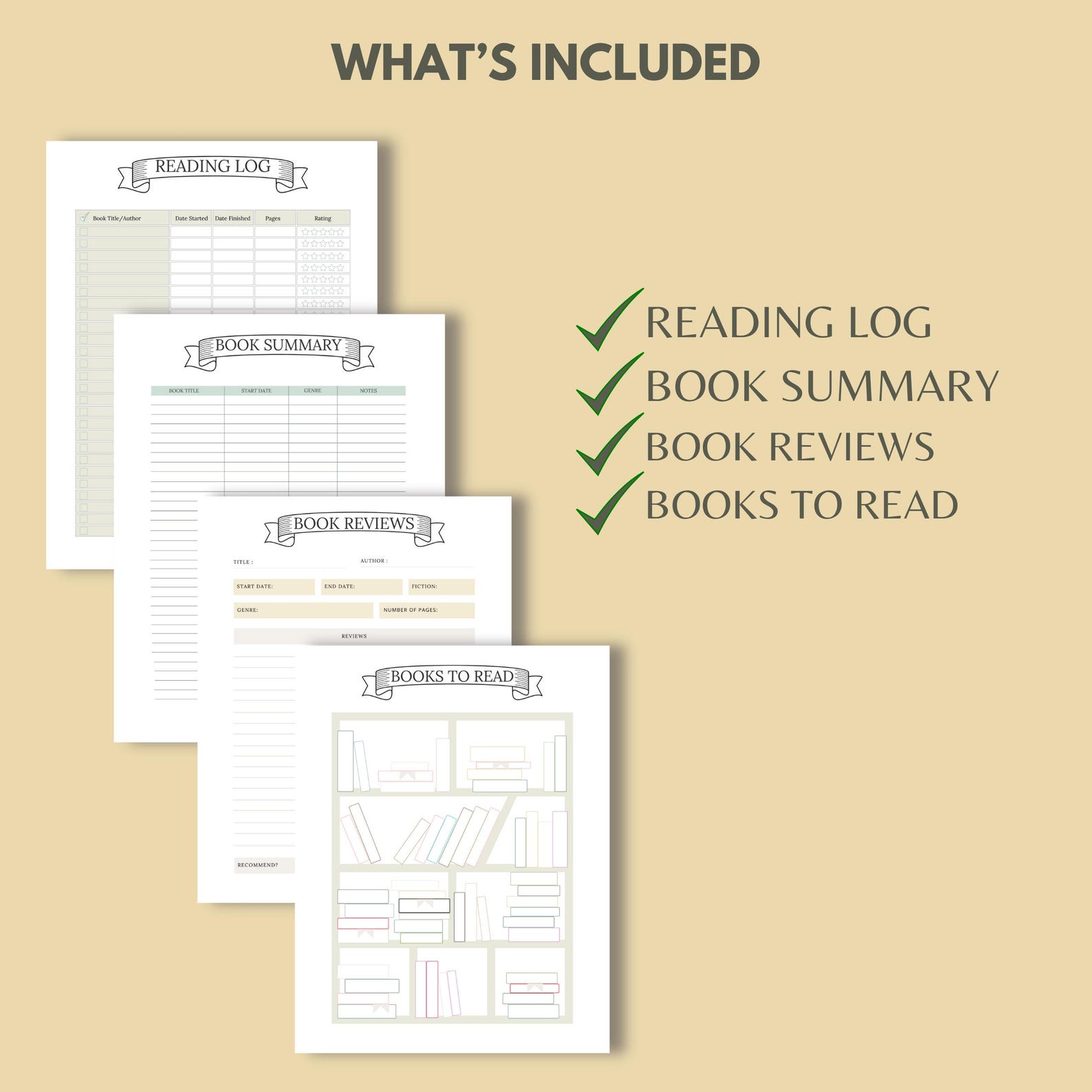Printable Reading Planner Template Personalize Journal Reading Log Book ...