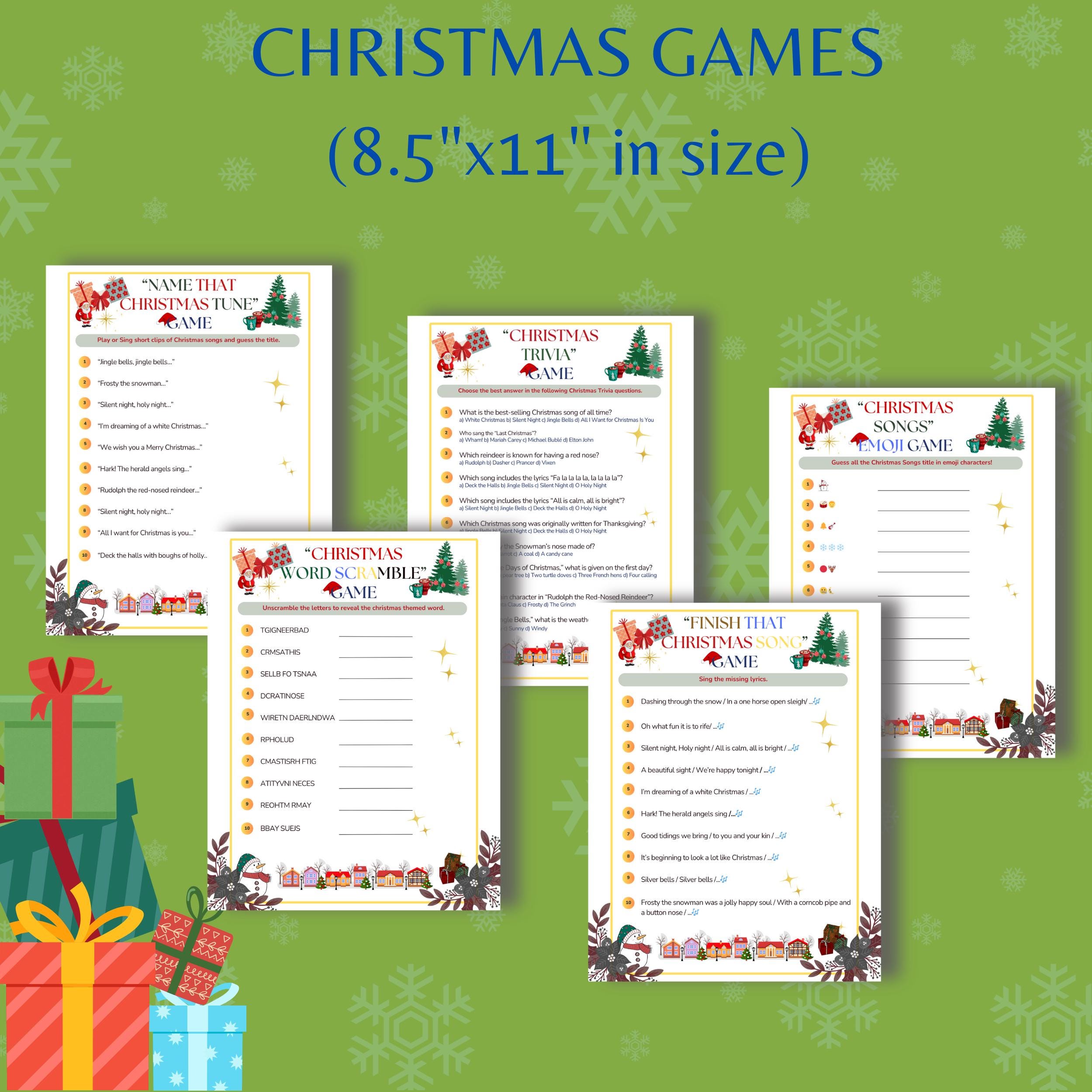 Christmas Games Bundle Fun Printable Games for Family Christmas Games ...