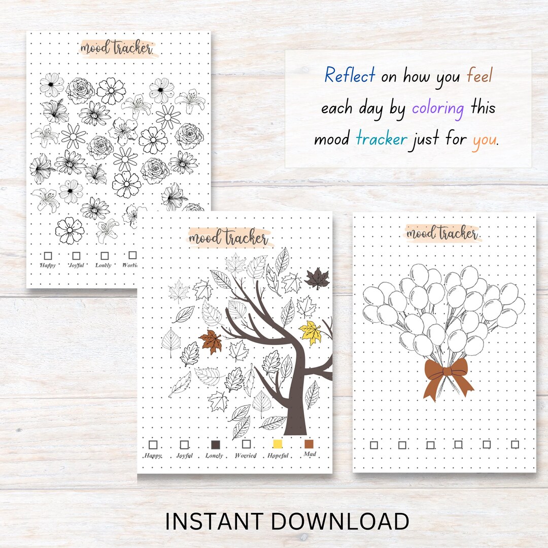 Daily Mood Tracker Journal Daily Emotion Tracker Coloring Template ...