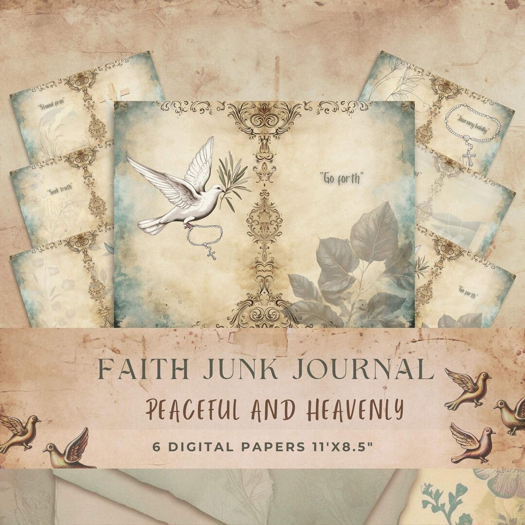 Faith Junk Journal Pages | Peaceful & Heavenly Digital Papers | Dove ...