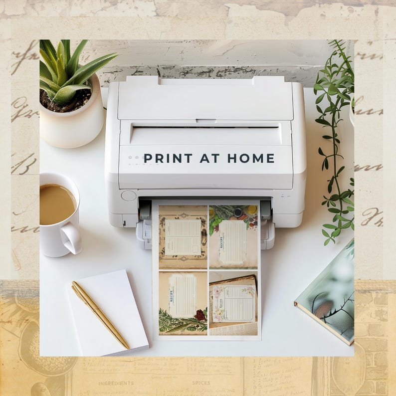 Vintage Recipe Book Junk Journal Kit – 116 Printable Pages for ...