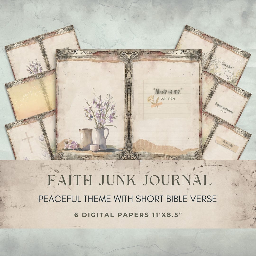 Faith Junk Journal Pages, Printable Bible Verse Digital Paper ...
