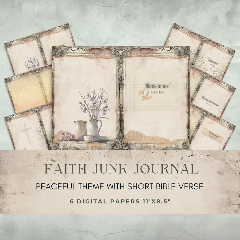 Faith Junk Journal Pages, Printable Bible Verse Digital Paper ...