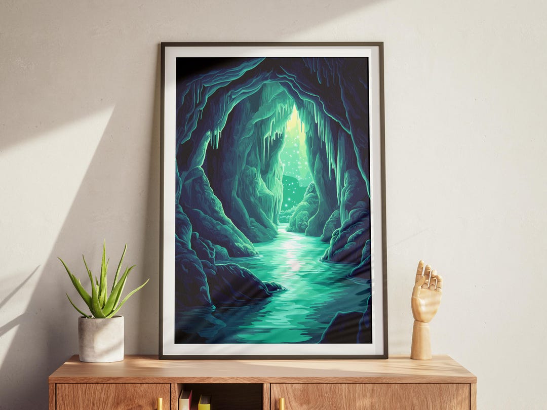 Glowworm Caves Waitomo New Zealand | Vintage Travel Poster Print ...