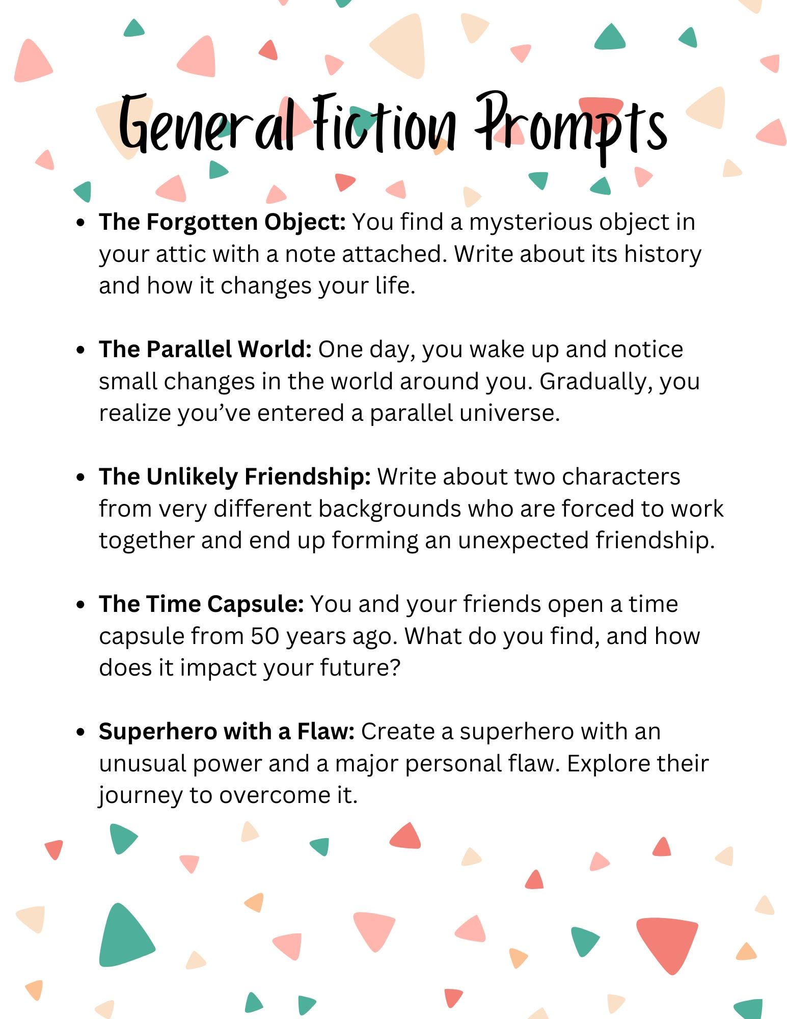 50 Creative Writing Prompts for High Schoolers - Etsy