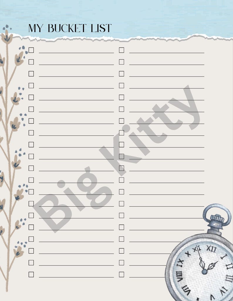 Printable Bucket List Template - Etsy Canada