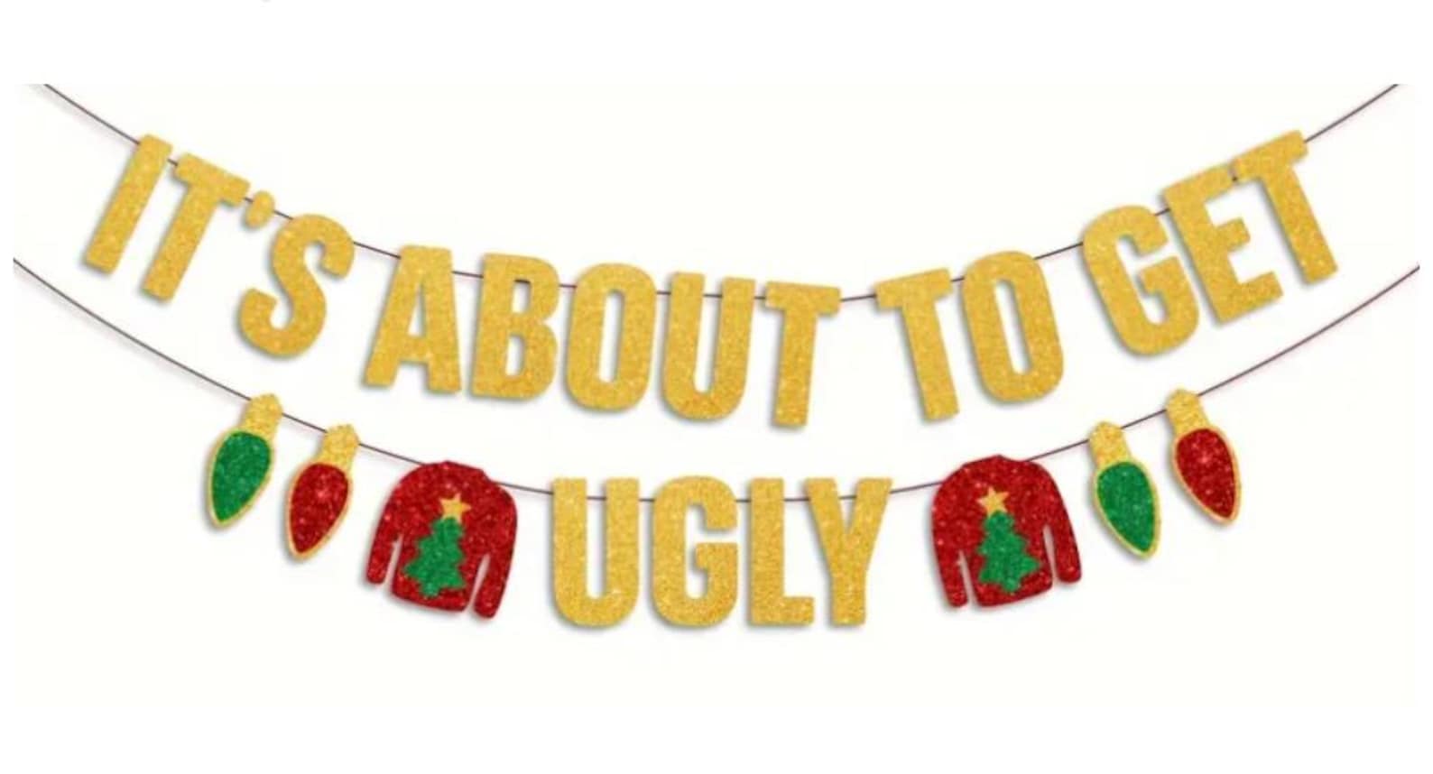 It’s About to Get Ugly Banner Ugly Christmas Sweater Party Decorations ...