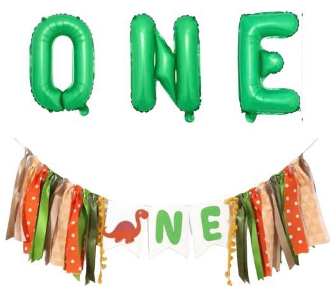 Dinosaur 1st Birthday Highchair Banner Oneasaurus Birthday Party ...