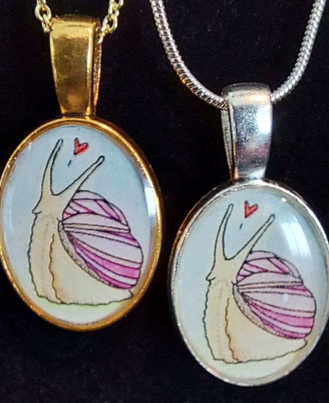 Loving Snail Pendant and Chain, Snail Jewelry, Snail Gift, Snail ...