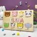 Montessori Animals Name Puzzle, Personalized Wooden Busy Board for ...