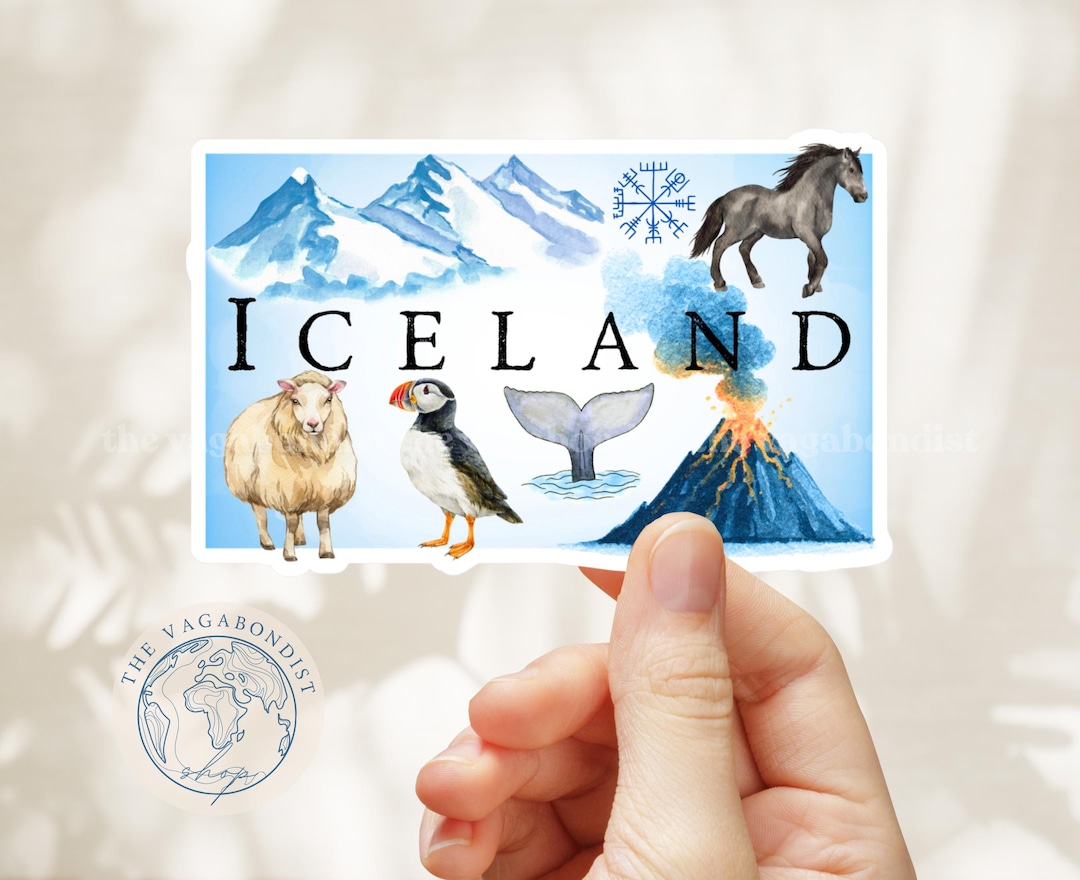 Iceland Sticker | Iceland Watercolor Art | Vinyl Stickers Travel ...