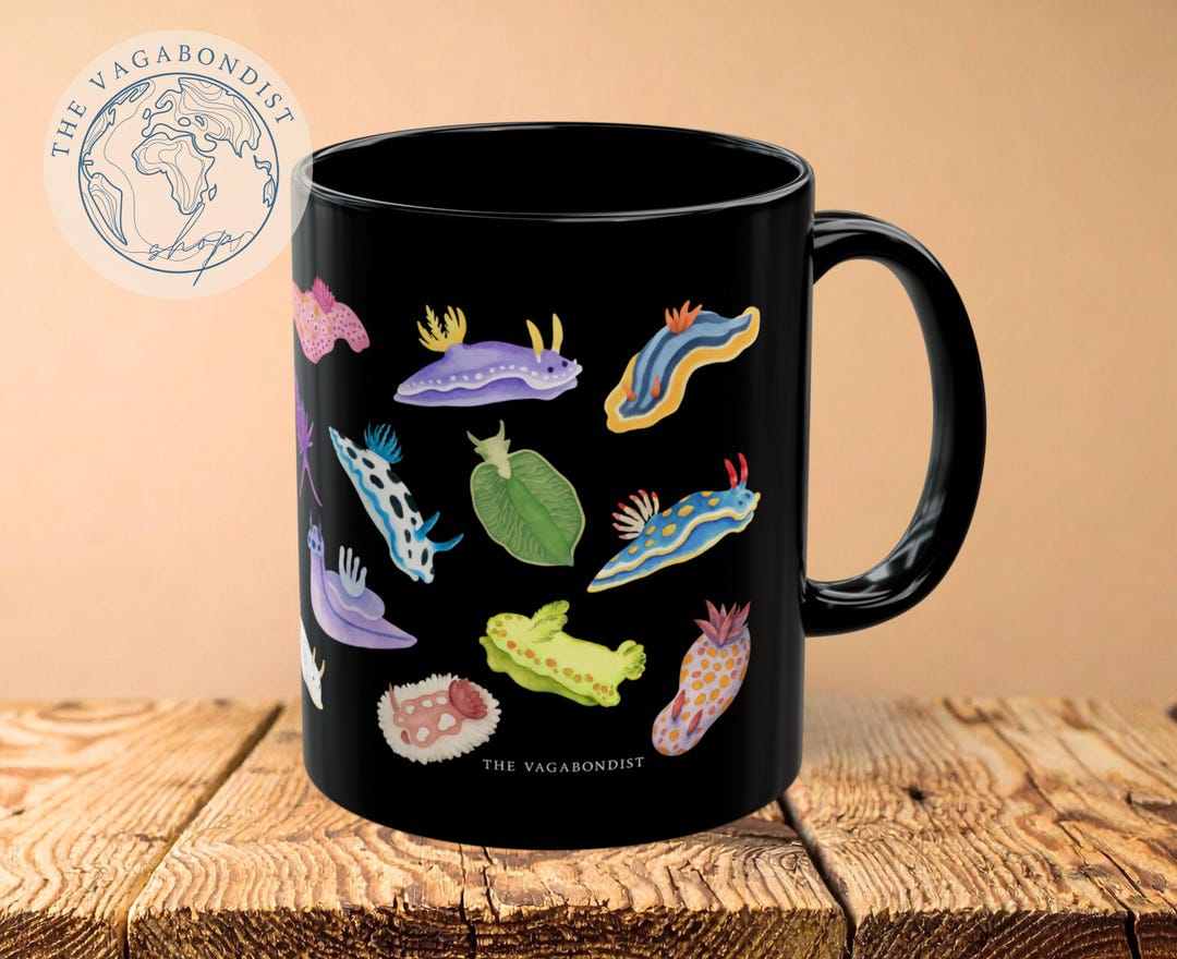 Nudibranch Pattern Mug | Sea Slug Art Ceramic Coffee Mug | Scuba Diver ...