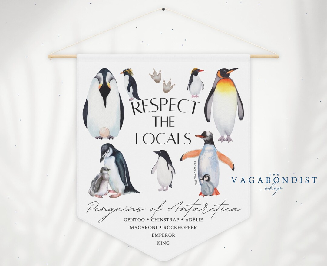 Respect the Locals Penguin Pennant Antarctica Penguin Wall Art Penguin ...