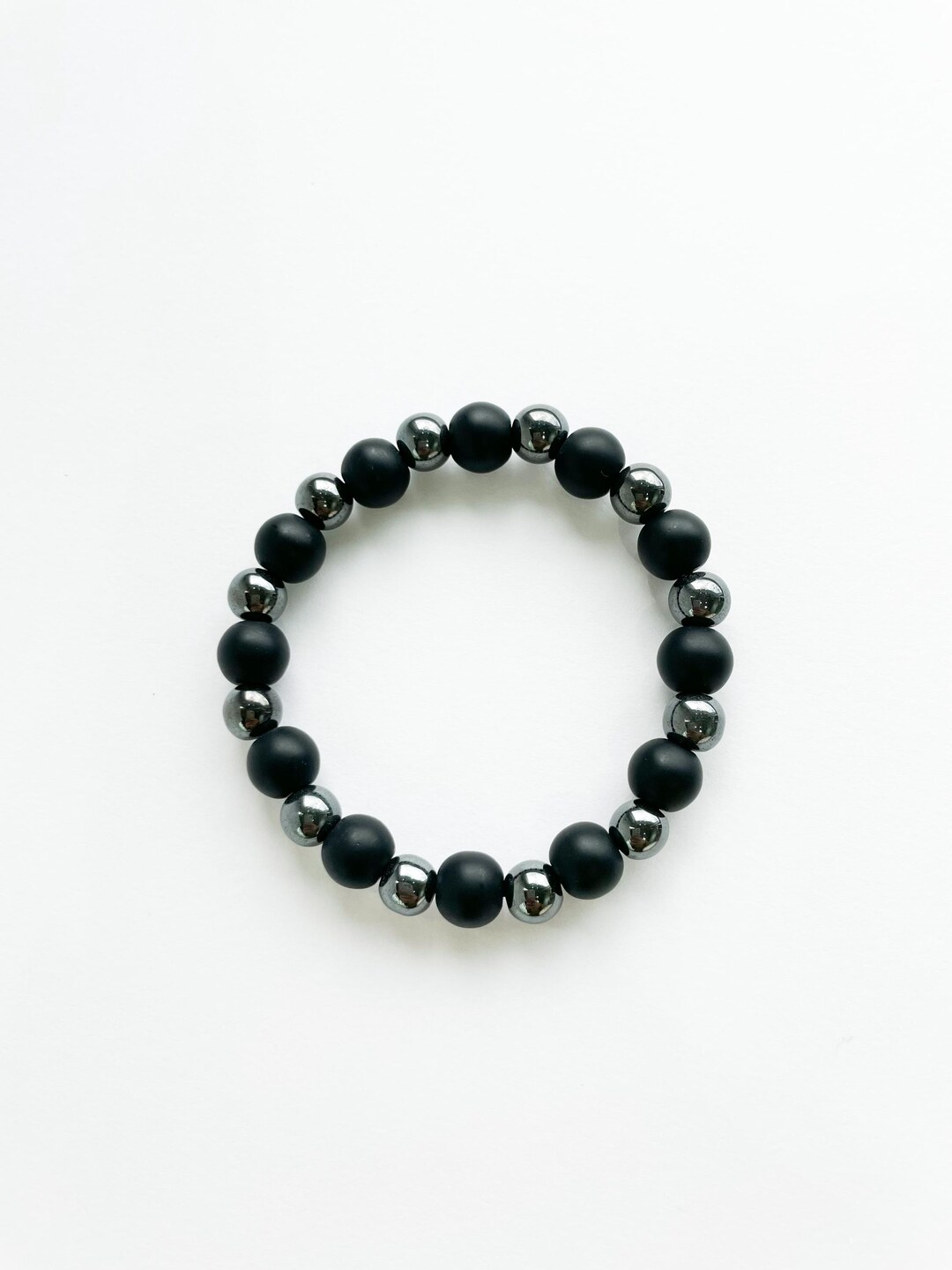 Onyx Hematite Bracelet, Matte Black Stone Jewelry, Made to Order - Etsy