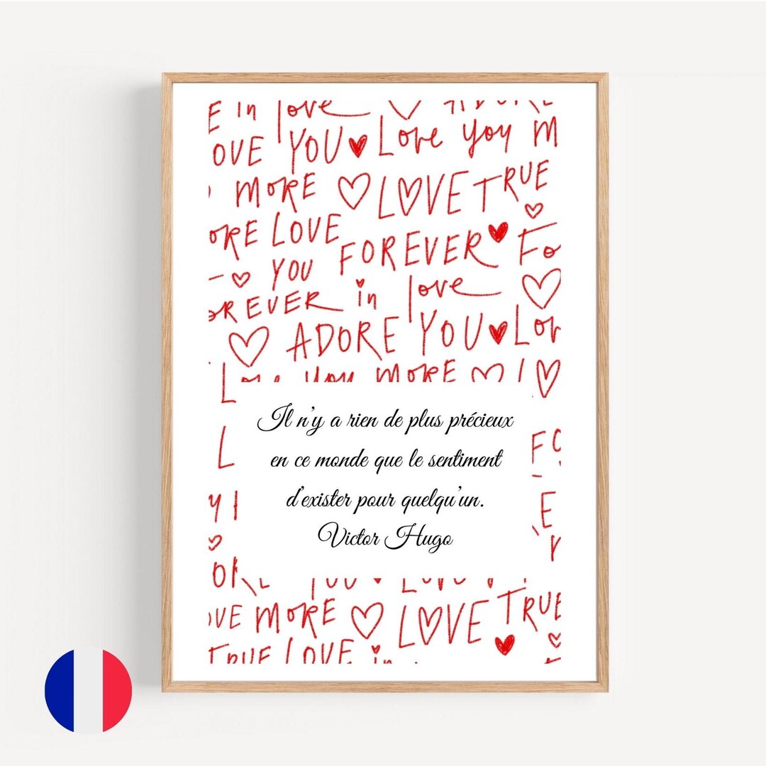 Victor Hugo Printable French Literary Quote, Valentine's Day Decoration ...