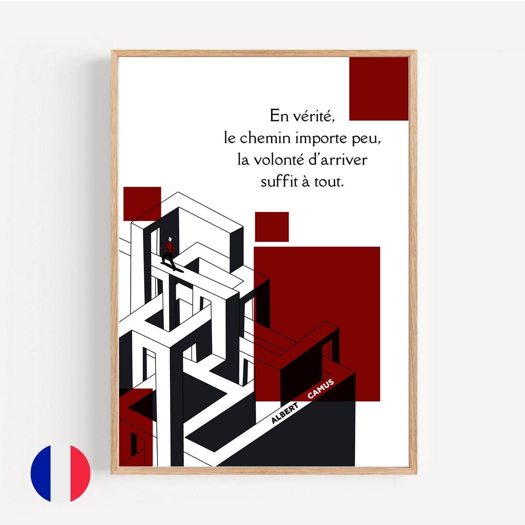Poster French Quote Albert Camus From the Book the Myth of Sisyphus ...