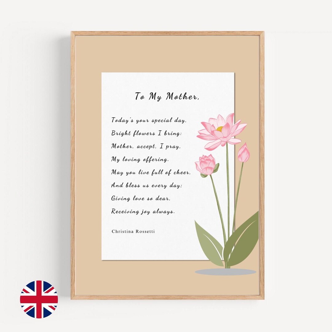 Printable Mother's Day Poster With English Poetry by Christina Rossetti ...